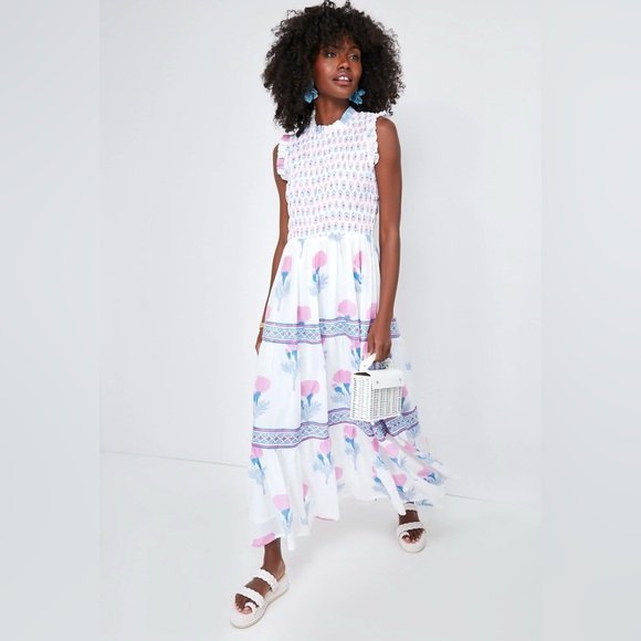 Oliphant | Dresses | Oliphant Exclusive Pink Bloom Sleeveless Smocked ...